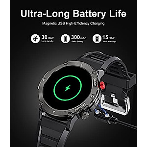 Military Smart Watch Men(Answer/Make Calls),Sport Outdoor Watch with Heart Rate/Blood Oxygen/Blood Pressure/Sleep Monitor,19 Sports Modes,Step Counter,IP67 Waterproof Fitness Tracker for Android iOS