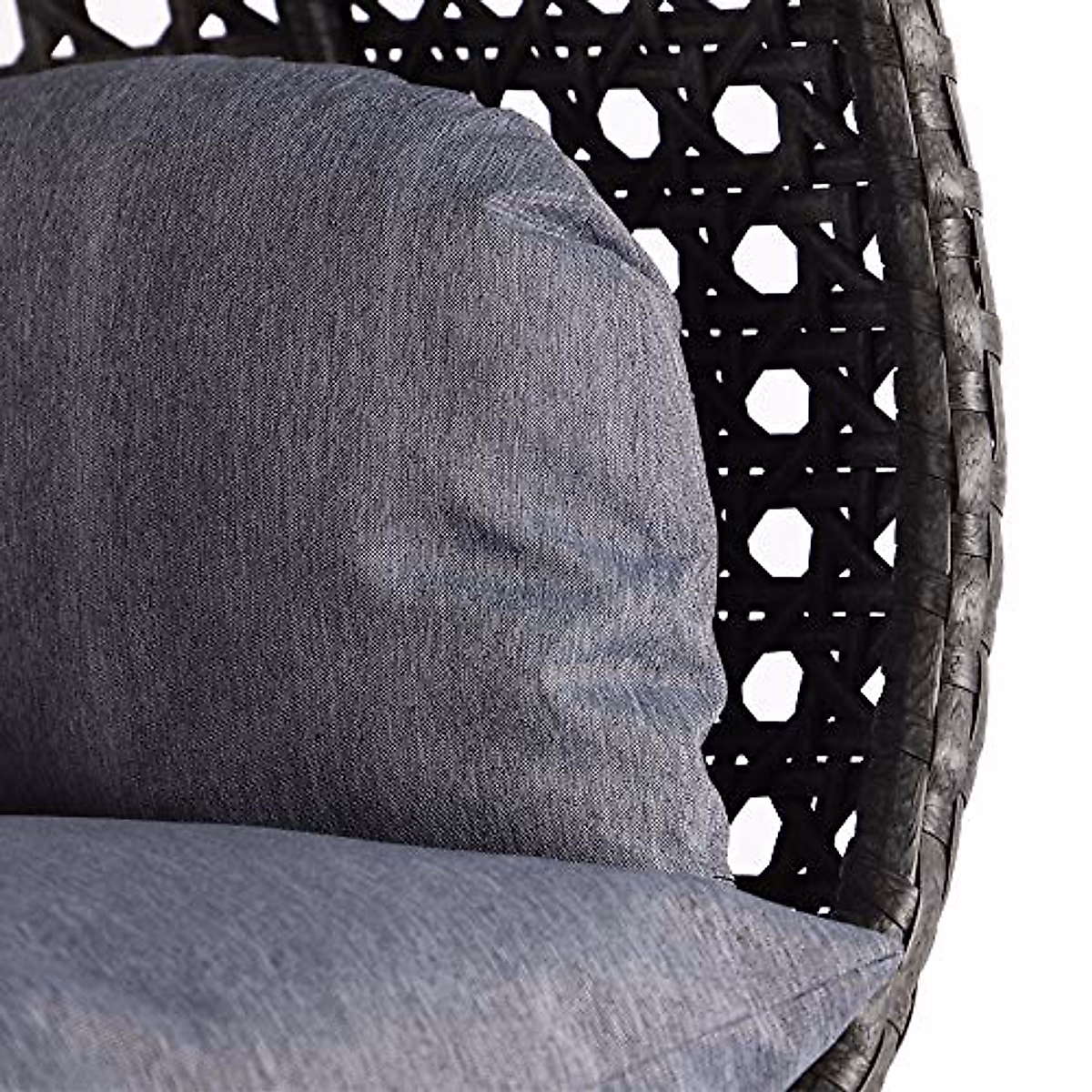 LeisureMod Wicker Hanging 2 Person Egg Swing Chair with Outdoor Cover (Charcoal)