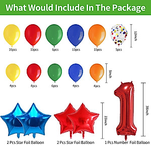 HYOWCHI Sesame Friends 1st Birthday Party Supplies - Sesame Theme First Birthday Decorations, Balloon arch, Highchair Banner, Crown, Banner, Topper, Cartoon Sesame One Year Old Birthday Supplies Decor