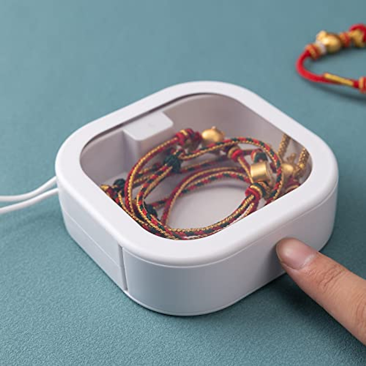 Obsoorth Portable Hair Tie Organizer Hanging Stackable Mini Travel Qtip Organizer Box Case with Clear Lid for Organizing Bandaid Bobby Pin Cotton Swabs Small Items, White