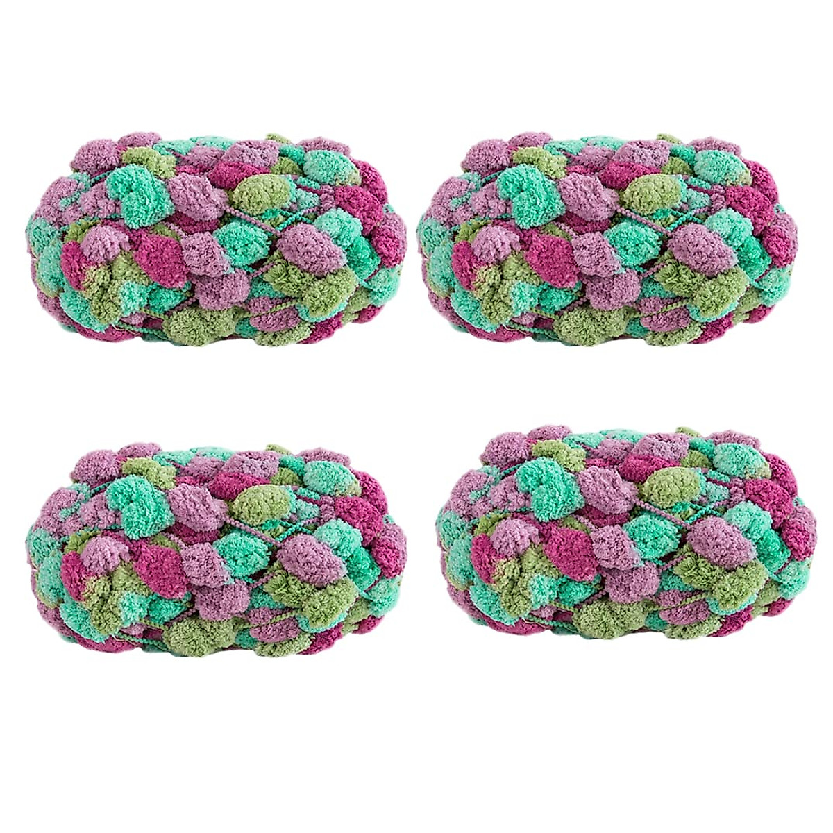 4 Balls Pomp-A-Doodle Yarn,100% Polyester Jelly Bean POM-POM Ball Yarn for Crochet Knitting Blanket Mat Pet Nest 600g (Gorgeous Grape)