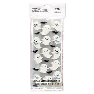 American Greetings 12" Medium Halloween Goodie Bags, Ghosts (120-Count)