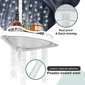 COCONUT Corner Shower Caddy Tension Pole, 54-114Inch Rust-proof 4 Tier Shower Organizer, Drill Free Telescoping Shower Shelves for Bathroom Bathtub (White)