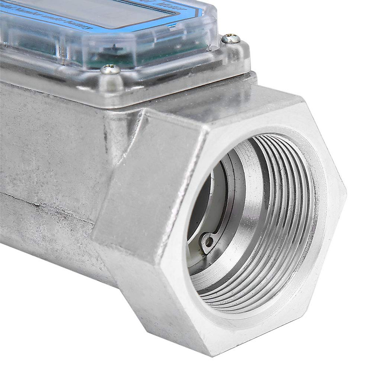 Hilitand Mini Digital Turbine Flowmeter Kerosene Gasoline Fuel Meter 15-120L 1.5inch NPT Blue