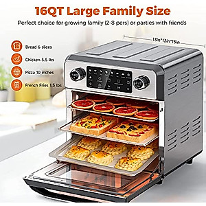 Air Fryer Oven Combo 10-in-1: Airfryer Toaster Oven Combo - 1700W Large Airfryer Convection Oven Countertop Combo with Rotisserie | Dehydrator, 16 Quart (AF520T-16Q)