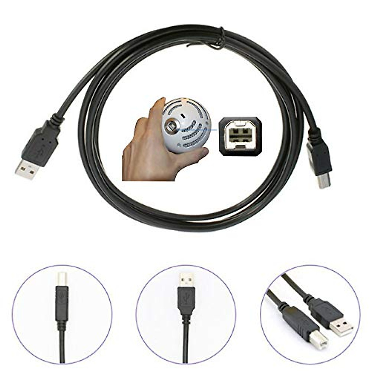 Love your yy Replacement USB Cable Power Cord for Blue Snowball MIC Microphone (Black)
