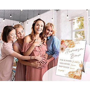 Mimosa Bar Sign,Wooden Sign with Stand,Blush Floral Pumpkin Mimosa Bar Decorations,Fiesta Bar Decor,Bridal Shower Supplies,Bar Supplies,Party Decor,Bridal Shower Sign,Wedding Decor,Party Supplies,4