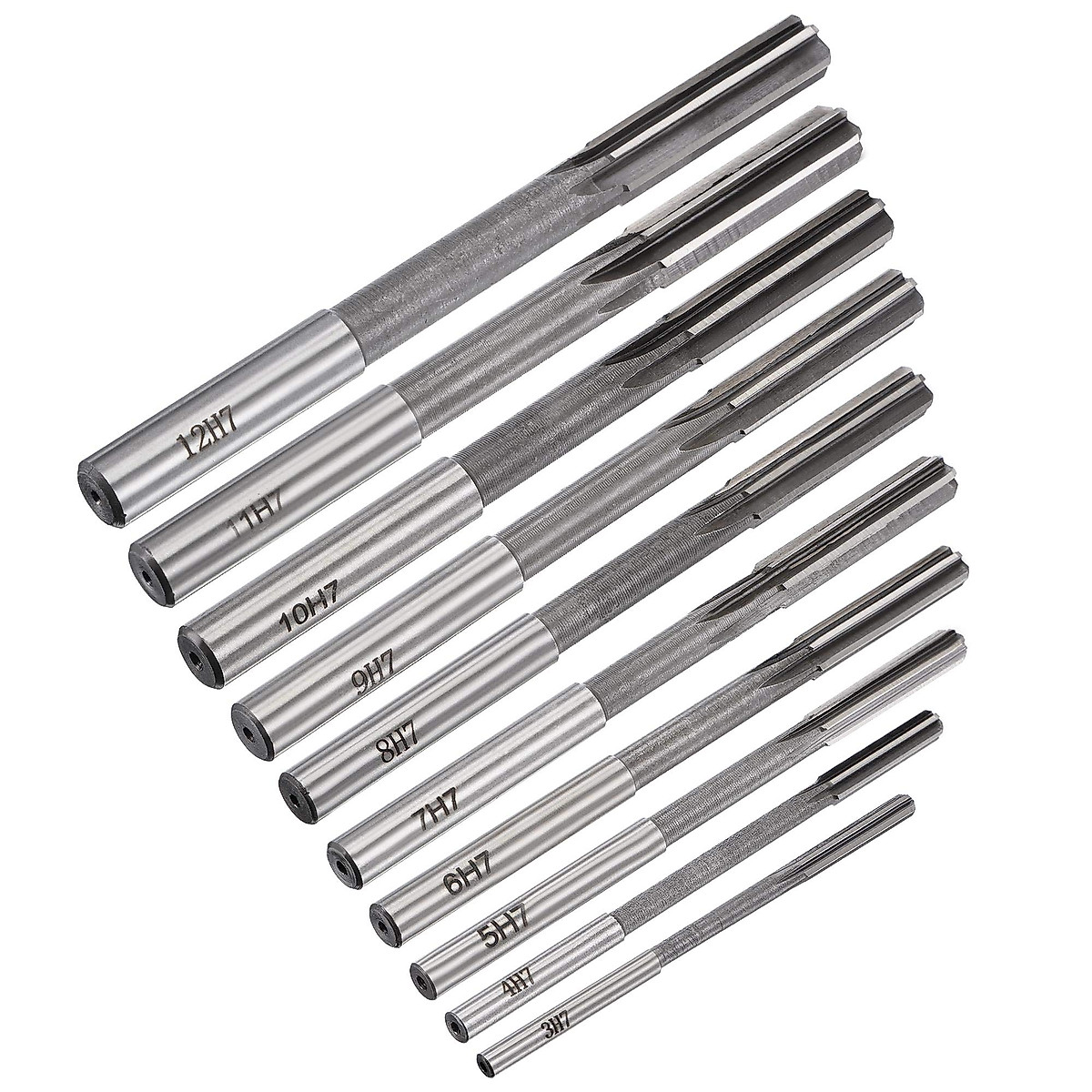 uxcell Chucking Reamer Set Lathe Machine Reamer Straight Flute Milling Cutter High Speed Steel H7 Tolerance (3mm 4mm 5mm 6mm 7mm 8mm 9mm 10mm 11mm 12mm) 10pcs