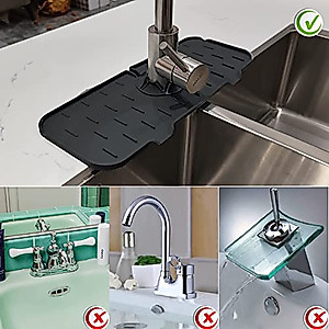 Kitchen Sink Splash Guard, Silicone Faucet Mat Sink Water Splash Guard, Faucet Splash Catcher, Silicone Deflector Under The Faucet, Keep Kitchen, Bathroom Sinks Dry (Black)