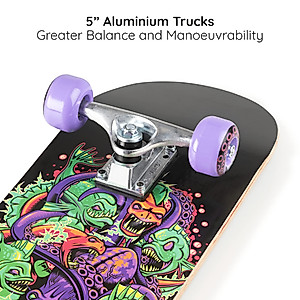 Osprey Complete Skateboards for Beginners | 31 x 8 Inch Skateboard for Kids Teens Adults with 7 Layer Canadian Maple Deck, Double Kick Concave Skateboard for Riding and Tricks, Multiple Designs