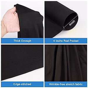 Aimosen 5x10FT 2 Panels Black Backdrop Curtains for Party Wedding Baby Shower Birthday Photoshoot Halloween Decorations, Thick Wrinkle Free Polyester Black Background Drapes with Rod Pockets