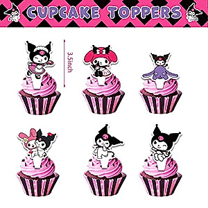 Educatgame Kawaii Birthday Decorations - Set of 37,Kawaii Party Decorations,Kawaii Party Supplies Include Cute Cartoon Anime Cake Topper,Cupcake Topper,Latex Balloons,Foil Balloons and Banner