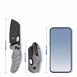 Kizer C01C Sheepdog Pocket Knife, 3.29" 154CM Blade Camping Knife with Grey Micarta Handle, EDC Knife with Button Lock, Survival Knife with Thumb Stud & Hole, Folding Knife for Men Women, V4488BC1