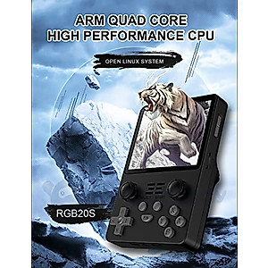 Powkiddy RGB20S Handheld Arcade Game Console, 3.5 Inch Retro Video Game Console, Open Source Game Player, Gift for Children (128G, Black)