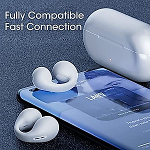Wireless Ear Clip Bone Conduction Headphones, Open Ear Bone Conduction Earbuds, Mini Bone Conduction Headphones, Open Ear Headphones Wireless Bluetooth for Running Sports (Black)