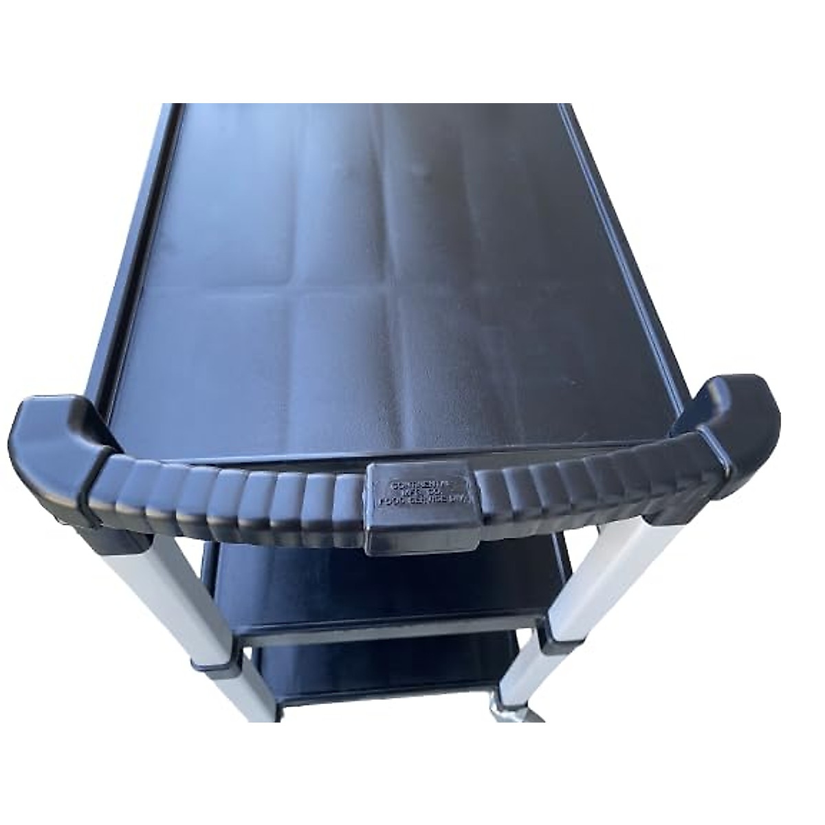 CRAYATA Rolling Utility Cart, 3 Shelf Heavy Duty Plastic Restaurant Cart, 390 Pound Weight Capacity, Made in USA