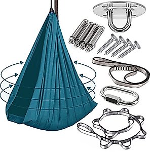 LLLD Sensory Swing for Adults Indoor Therapy Swing for Kids to Play & Calm Hanging Hammock for Autism Child (Color : Dark Green, Size : 150x280CM/59x110in)