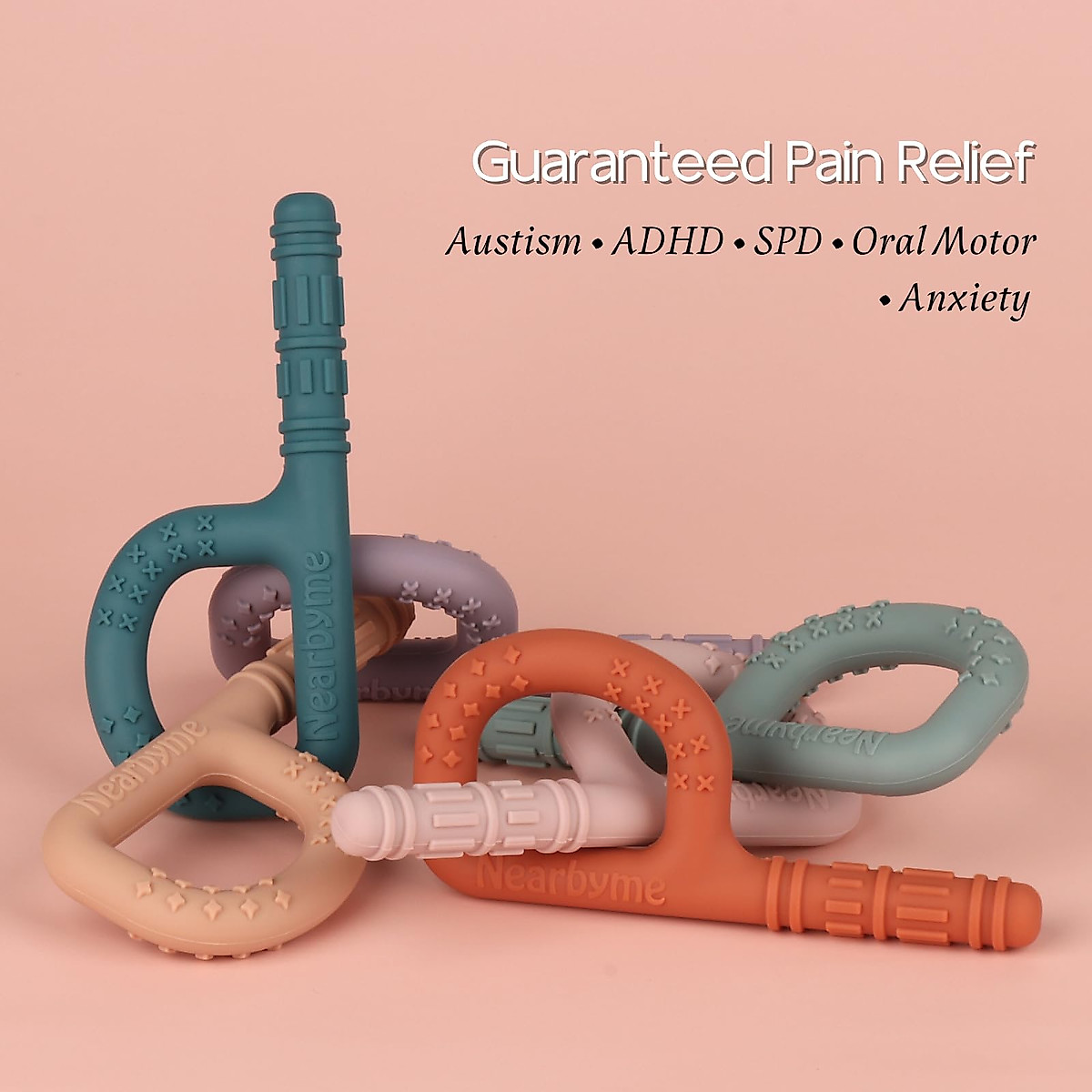 Sensory Oral Motor Chew Tool, P Shape Sensory Chew Toy, 3 Pack Silicone Chewing Sticks for Autistic Chewers, ADHD, Baby Nursing or Special Needs (A)