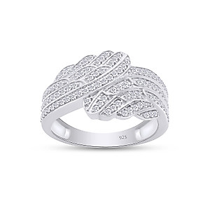 White Cubic Zirconia Double Angel Wing Promise Ring 14k White Gold Over Sterling Silver (0.9 Cttw)