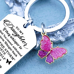 To My Daughter Keychain Daughter Gifts from Mom Birthday Gifts for Daughter Inspirational Gifts for Badass Daughter Back to School Teen Girls Accessories