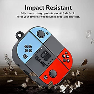 KOREDA for AirPod Pro 2 Case, Cool Game Player Design Case for Airpods Pro 2nd Generation/1st Generation (2022/2019), Cute Funny 3D Cartoon Silicone Protective Cover with Keychain for Men Women