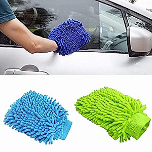 NA 2Pcs Car wash Mitt Microfiber Wash Gloves Car Cleaning Microfiber Mitt Cleaning Microfibre Cloths for Car Cleaning & Household Cleaning