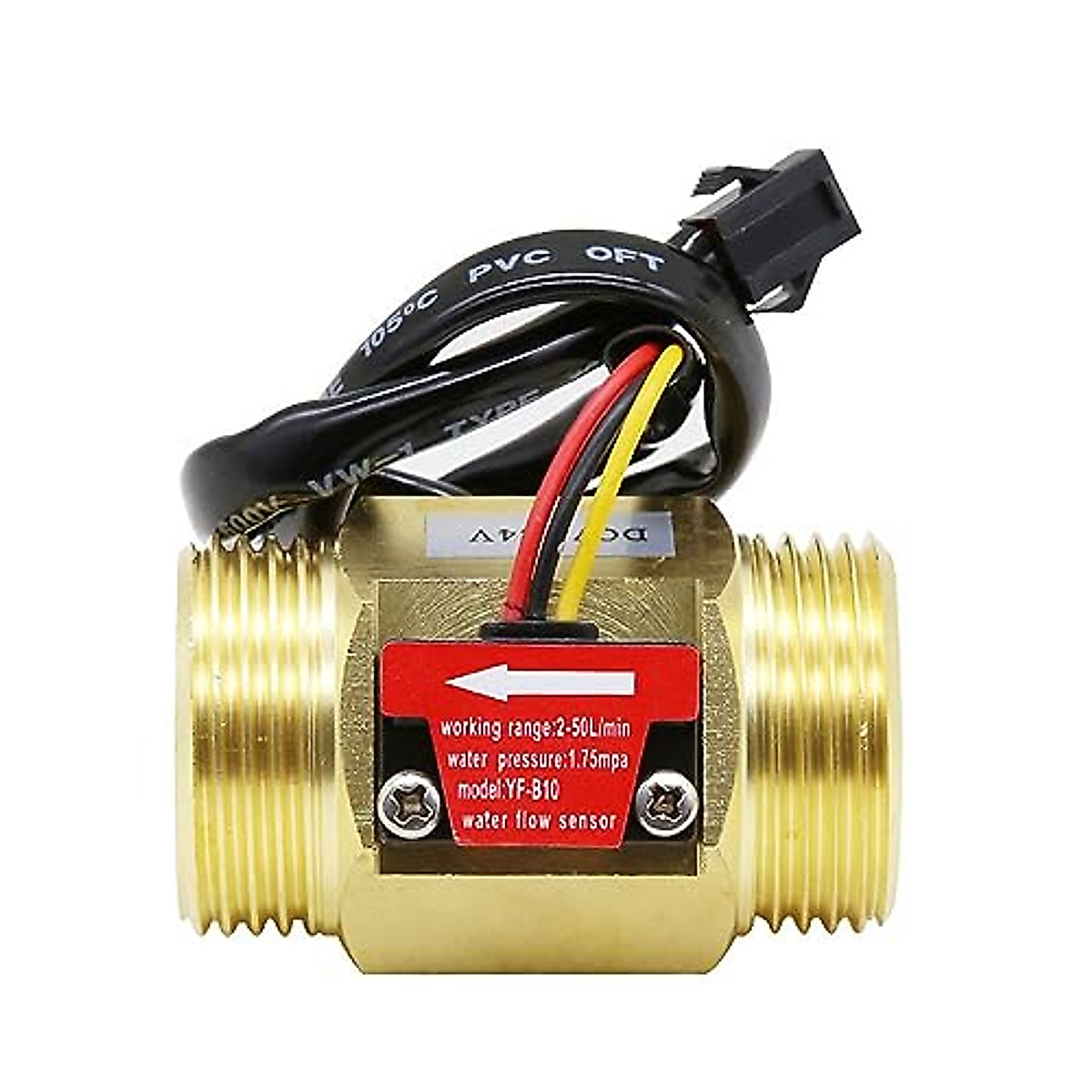 GREDIA G1" Male Thread Brass Water Flow Sensor Switch Hall Effect Liquid Flowmeter Fluidmeter Counter BSP 2-50L/Min（58mm in Total Length）