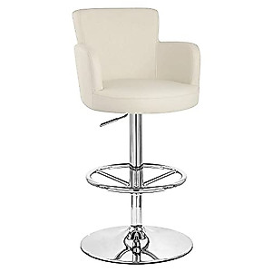 Zuri Furniture Cream Chateau Adjustable Height Swivel Bar Stool with Chrome Base