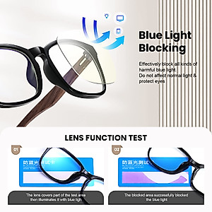 GZWSX Blue Light Blocking Glasses, Computer Reading/Gaming/TV/Phones Glasses for Women Men,Blcak Walnut Wood Glasses