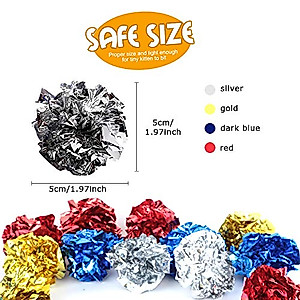 YGDZ Crinkle Cat Balls Toys, 20 Pack Original Mylar Cat Crinkle Balls Glitter Indoor Cat Kitten Toys, Interesting Crinkly Sounds