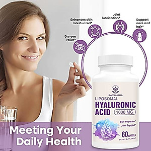 Sambugra Liposomal Hyaluronic Acid Capsules - Hyaluronic Acid Supplements with 1000mg Hyaluronic Acid, Dietary Supplement Support Skin Hydration and Joint Lubrication, 120 Capsules(Pack of 2)