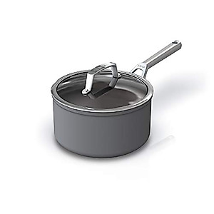 Ninja C30235 Foodi NeverStick Premium 3.5-Quart Saucepan with Glass Lid, Hard-Anodized, Nonstick, Durable & Oven Safe to 500°F, Slate Grey