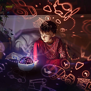 Baby Night Light,Star Night Light Projector Cars Toys for Boys,Christmas Birthday Kids Gifts for 2-10 Year Olds Boys Nursery Children,Cool Stuff (Black-Car&Star)