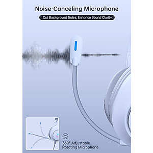 syndesmos CM7002 Gaming Headset for PS5, PS4, PC, Mac, Switch, Xbox Series, Surround Sound RGB Gaming Headphones with Noise Canceling Microphone, 50MM Dynamic Drivers, 3.5MM Audio Jack, Light White