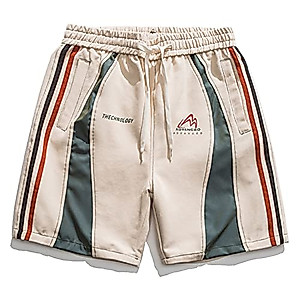 Aelfric Eden Men's 90s Patchwork Vintage Shorts Elastic Waist Cargo Short Streetwear Casual Shorts