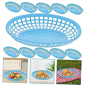 KJHBV 12pcs Snack Plate Hamburger Basket Plastic Hamper Vegetable Food Basket for Snacks Pp Blue Snack Baskets Food Basket Ktv Snacks Basket At Home Afternoon Tea Plastic Food