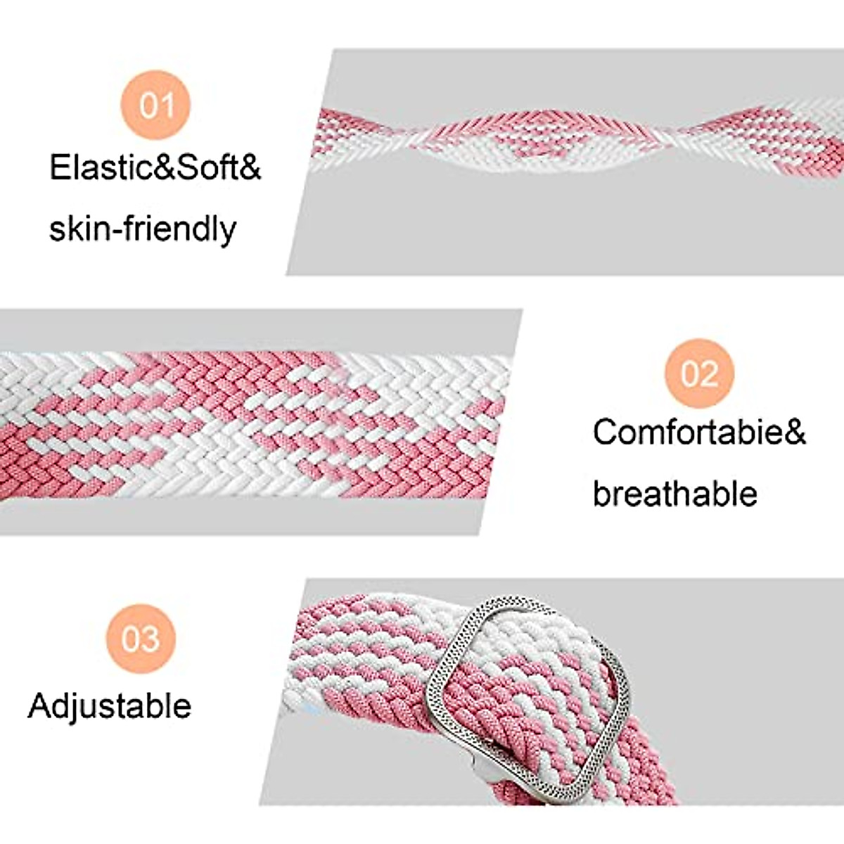 Fhtase AirTag Wristband Kids(2 Pack), Nylon Airtag Bracelet Compatible with Apple Air Tag, Flexible Adjustable Anti Lost Watch Band for Toddler Baby, Boys, and Girls, Elders (Pink&Rainbow)