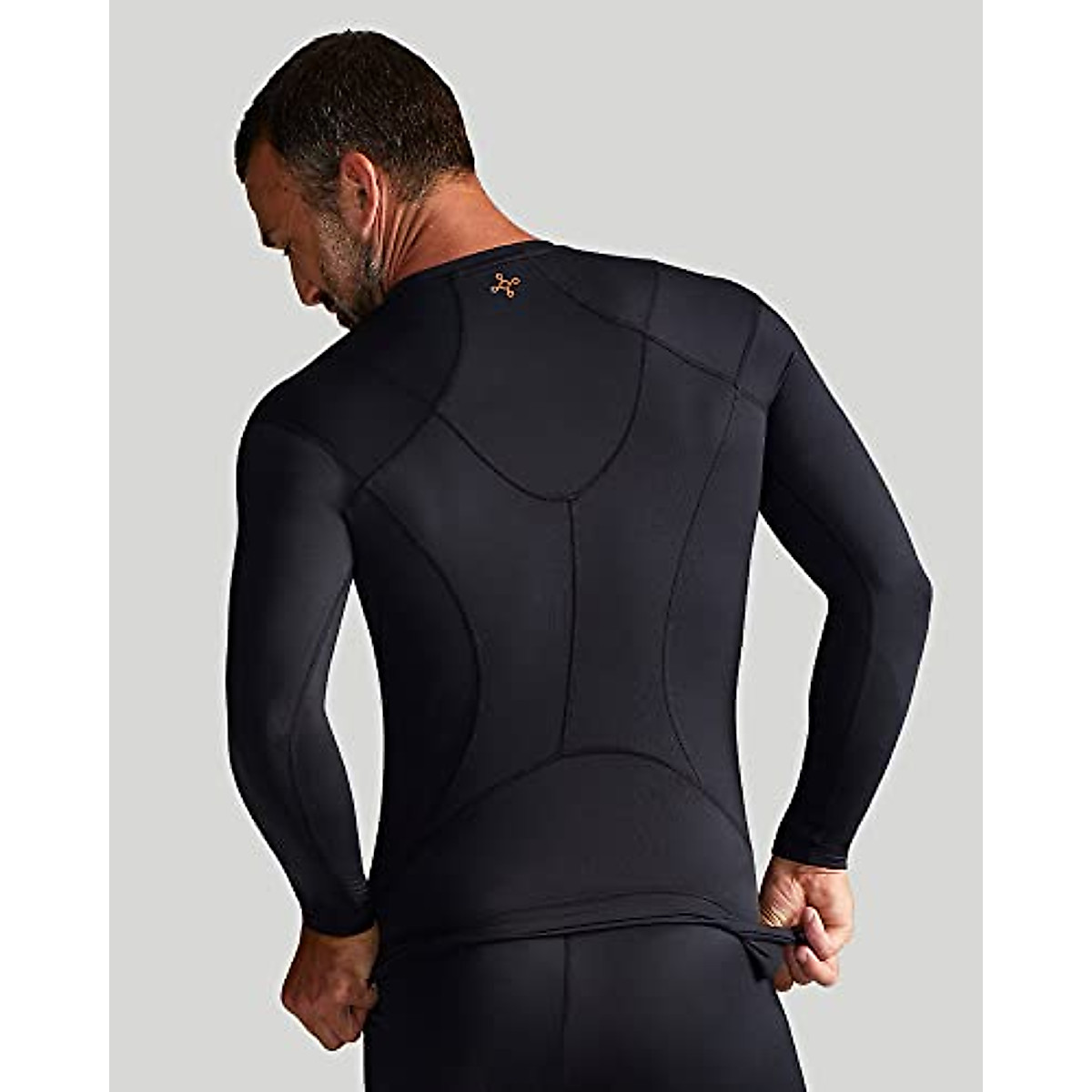Tommie Copper Men's Pro-Grade Shoulder Support Shirt I UPF 50, Breathable, Long Sleeve Compression Shirt for Upper Body & Posture Support - Black - Medium