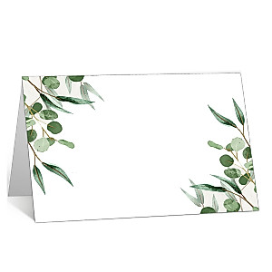 Place Cards 3.5 x 4 Inch Tented Blank Table Cards Greenery Place Cards for Wedding or Party Name Cards for Table Setting Reserved Seating Dinner Place Cards Seating Place Cards for Tables,100 Pcs