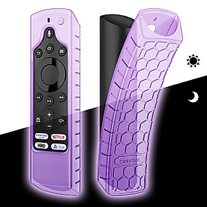 CaseBot Silicone Case for Amazon Insignia Smart HD Fire TV Voice Remote (2019) - Honey Comb Series [Anti Slip] Shockproof Cover Compatible with Element Smart Fire TV Voice Remote, Purple-Glow