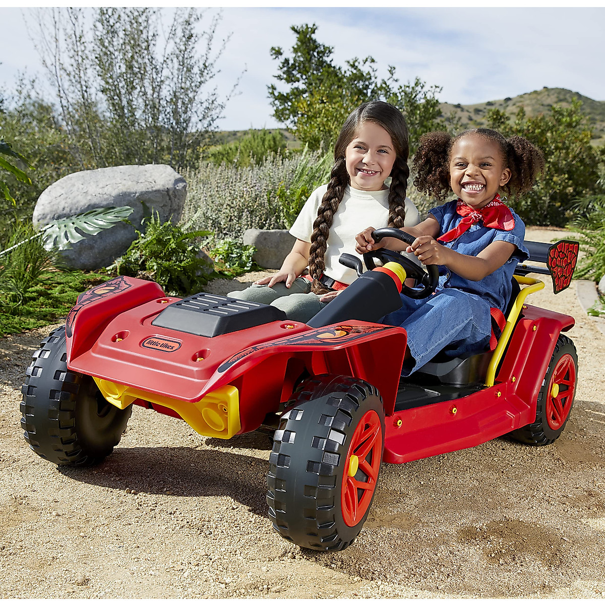 Little Tikes Dino Dune Buggy 12V Electric Powered Ride-On with Portable Rechargeable Battery, Adjustable Seats, Seatbelts, for Kids, Children, Toddlers, Girls, Boys, Ages 3-6 Years, Multicolor