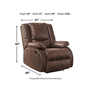 Signature Design by Ashley Bladewood Faux Leather Pebble Manual Zero Wall Recliner, Brown