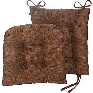 Klear Vu Omega Non-Slip Rocking Chair Cushion Set with Thick Padding and Tufted Design, Includes Seat Pad & Back Pillow with Ties for Living Room Rocker, 17x17 Inches, 2 Piece Set, Brown