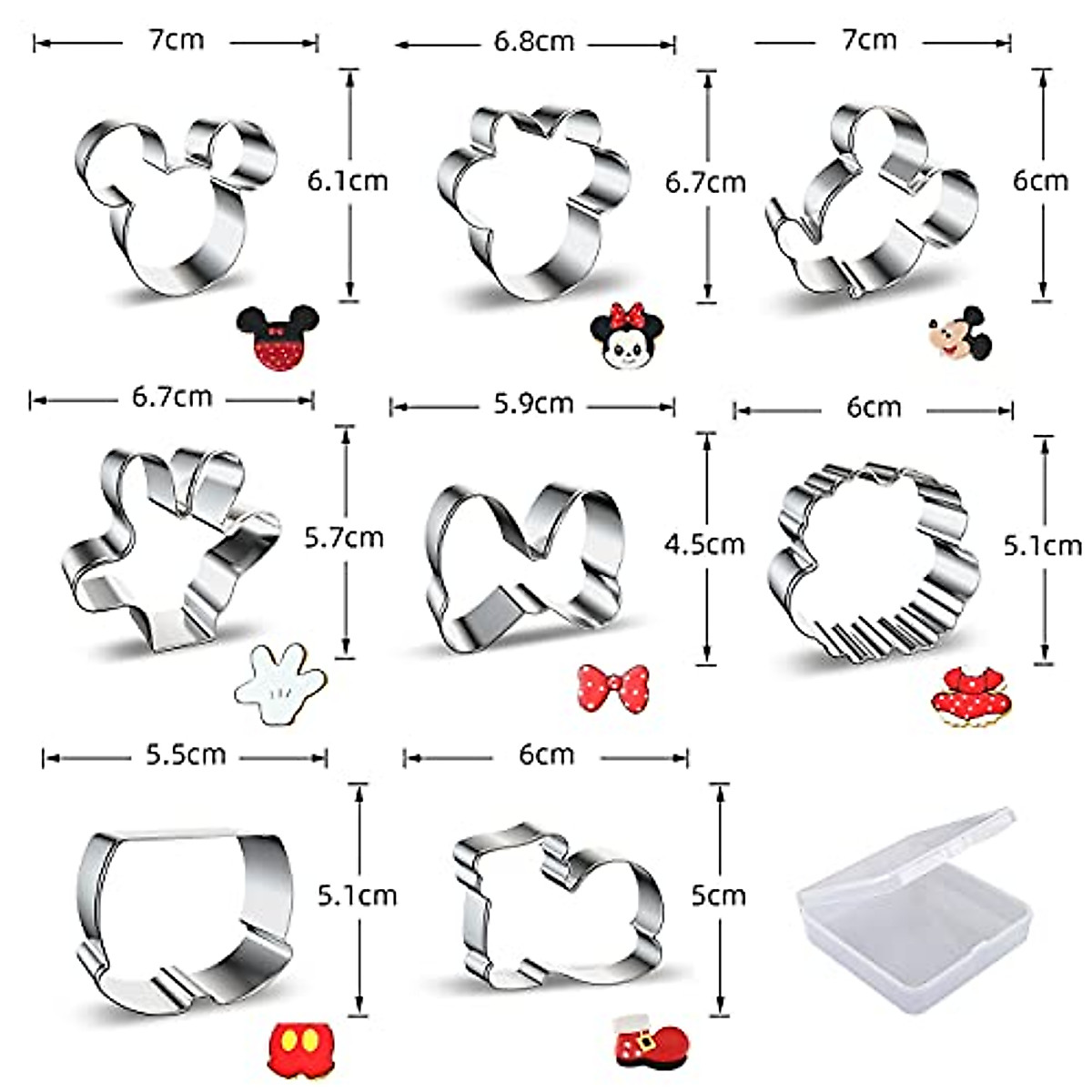 Mickey Cookie Cutter Set, Mickey Cutters Stainless Steel Fondant Cutters (Cartoon Cookie Cutters Set)