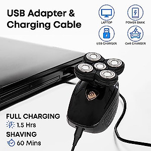 Pamasana Head Shavers for Bald Men, Electric Shavers for Bald Head Cordless, Bald Head Shavers, Electric Shaver, Rechargeable Rotary Shaver for Men, Waterproof Rotary Shaver Grooming Kit