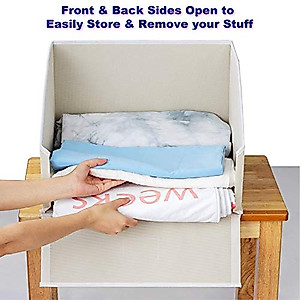 Woffit Linen Closet Storage Organizers – Set of 3 Large Foldable Baskets to Organize Your Sheets, Towels, Washclothes, Blankets, Clothing, Sweaters, Etc – 100% Organic Fabric Bins