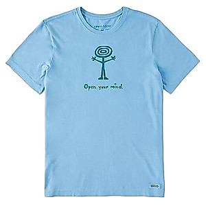 Life is Good. Men's Open Your Mind SS Crusher Tee, Cool Blue, Small
