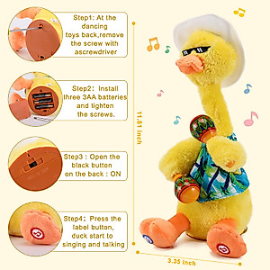 MILEGI Talking Duck Toy Repeats What You Say Dancing Duck Baby Toys for Kids Toddlers Infants Mimicking Singing Duck Stuffed Animal Plush Toys Shaking Head Electric Interactive Animated Toy