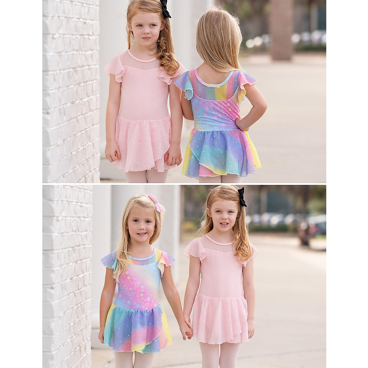 Zaclotre Girls Ballet Leotards Ruffle Sleeve Sparkle Dance Leotard Toddler Ballerina Dress Outfits