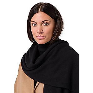 Style Republic Women’s Knitted Scarf, 100% Pure Cashmere, Ultra Warm Winter Accessory, Beautiful European Design (Black)